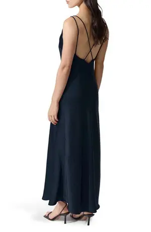 Deluc Strappy Hammered Satin Maxi Dress - Blue