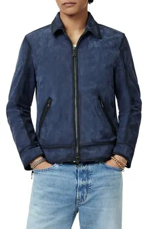 John Varvatos Benjamin Suede Jacket - Lake Blue