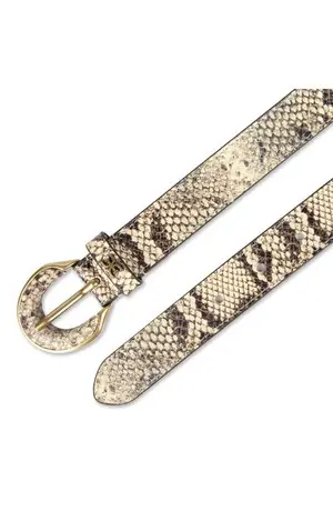 Sam Edelman Leather Inlay Belt - Off White Snake