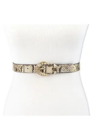 Sam Edelman Leather Inlay Belt - Off White Snake