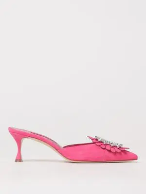 Manolo Blahnik Embellished Mules - Fuchsia