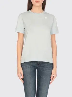 K-WAY Crewneck Cotton T-shirt With Back Logo Print - Gnawed Blue