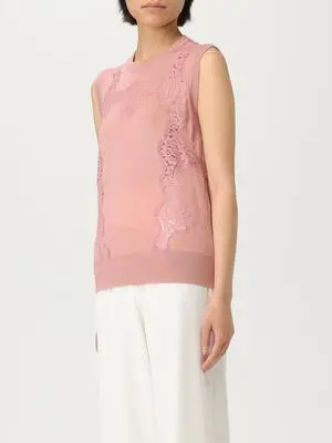 Dolce & Gabbana Lace Detailed Knit Top - Pink