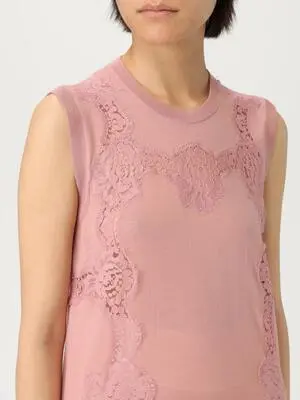 Dolce & Gabbana Lace Detailed Knit Top - Pink