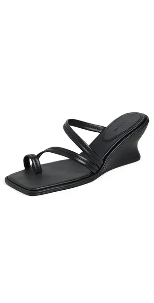 ST. AGNI Leather Contour Wedge Sandals
