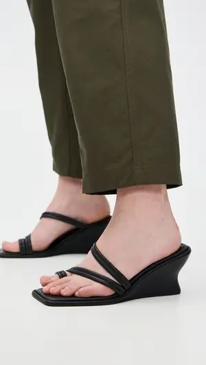 ST. AGNI Leather Contour Wedge Sandals