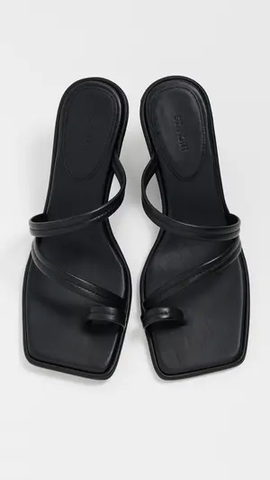 ST. AGNI Leather Contour Wedge Sandals
