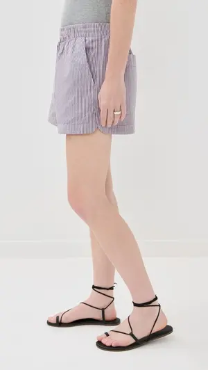 Tibi Garment Dyed Seersucker Pull On Shorts