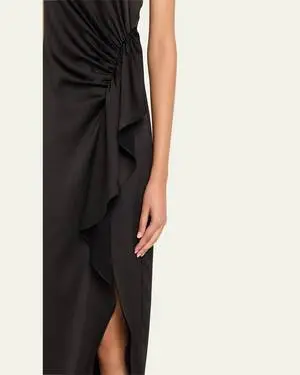 Ramy Brook Malika Draped One-shoulder Midi Dress