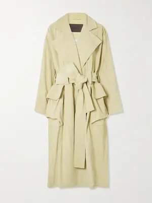 16Arlington Cinzia Belted Suede Trench Coat - Neutrals