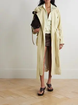 16Arlington Cinzia Belted Suede Trench Coat - Neutrals