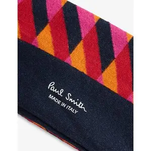 Paul Smith Zig-zag Patterned Stretch Cotton-blend Crew Socks