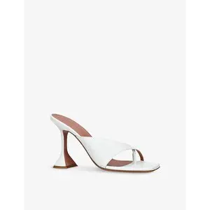 Amina Muaddi Shiona 95 Leather Heeled Mules - White