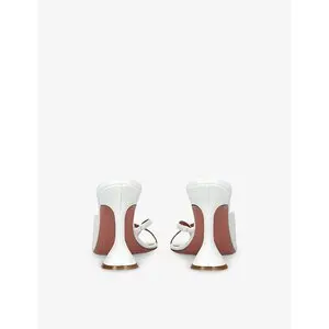 Amina Muaddi Shiona 95 Leather Heeled Mules - White