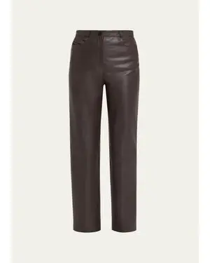 Loulou De Saison Cobe Leather Straight-leg Pants - Coffee