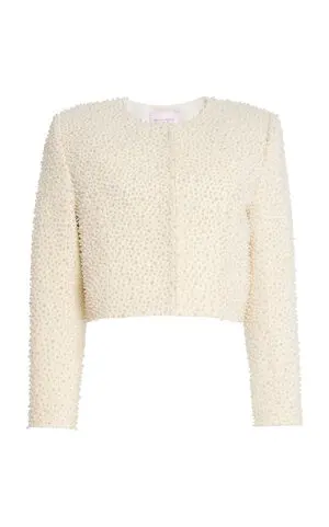 Carolina Herrera Embellished Cropped Tailored Jacket - Ivory