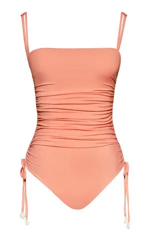 Johanna Ortiz Tarangire Ruched One-piece Swimsuit - Coral