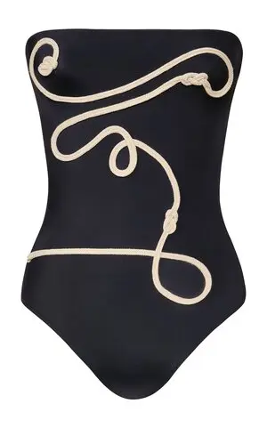 Johanna Ortiz Palmy Texture One-piece Swimsuit - Black