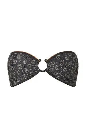 Johanna Ortiz Printed Bikini Top - Black