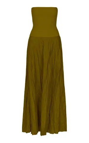 Johanna Ortiz Convertible Linen-blend Maxi Dress - Green