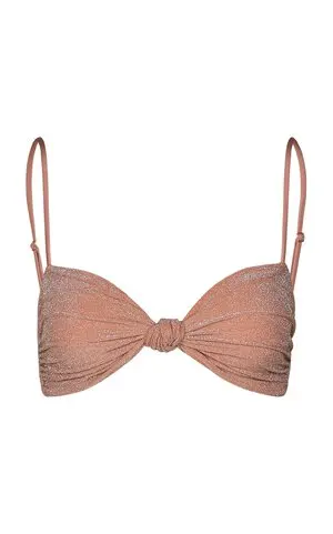 Johanna Ortiz Heliconia Knot-detailed Bikini Top - Nude