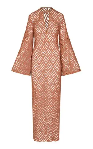Johanna Ortiz Wild Savannah Crocheted Cotton Tunic Dress - Nude