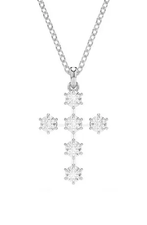 SWAROVSKI Insigne Cross Pendant Necklace - White/ Silver