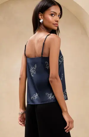 LIPSY Crystal Embellished Lace Trim Satin Camisole