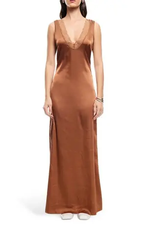 Lioness Lace Trim Satin Maxi Dress