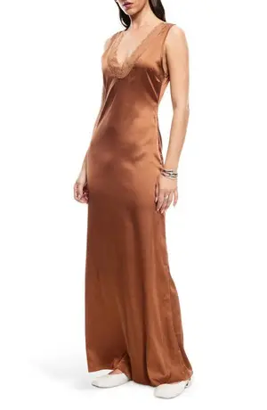 Lioness Lace Trim Satin Maxi Dress
