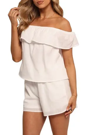 PETAL & PUP Cotton Off-the-shoulder Top & Shorts Set