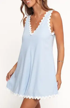 PETAL & PUP Aoife Rickrack Trim Romper - Light Blue