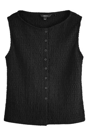 NEXT Textured Sleeveless Button-up Top - Black