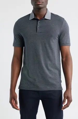 BOSS Pitton Slim Fit Mercerized Cotton Polo Dark Blue