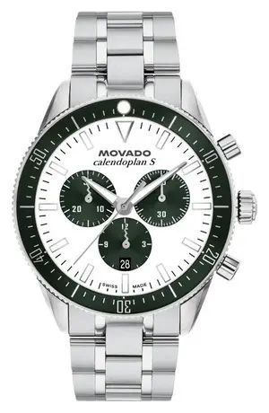 Movado Calendoplan Chronograph Bracelet Watch - White