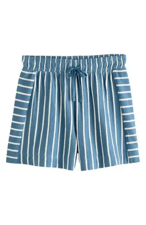 NEXT Cotton Terry Cloth Striped Shorts - White