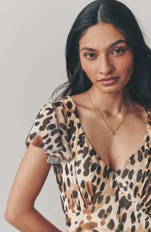 NEXT Animal Print Mesh Minidress