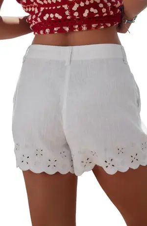 NEXT Embroidered Eyelet Linen Blend Shorts
