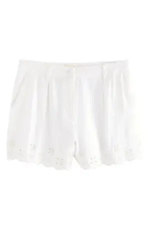NEXT Embroidered Eyelet Linen Blend Shorts