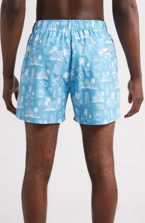 BOARDIES Printed Swim Trunks - Blue