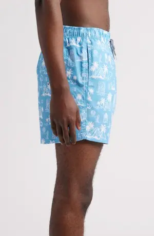 BOARDIES Printed Swim Trunks - Blue