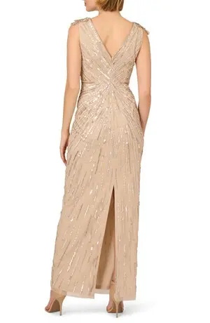 Adrianna Papell Embellished Column Gown