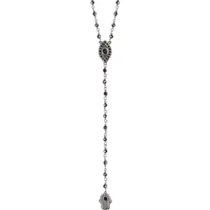 KARMA AND LUCK Stand In Strength Rosary Hematite Stone Necklace
