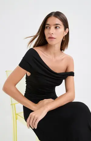 MARCELLA Manon Off-the-shoulder Maxi Dress - Black