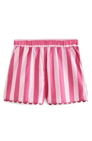 NEXT Striped Cotton Scallop Hem Shorts - Pink