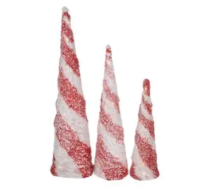 NORTHLIGHT 3.25' Led Candy Cane Christmas Cone Es 3-piece - One-color