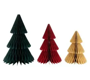 NORTHLIGHT 15' Accordion Foldable Paper Christm S Trees 3pcs - One-color