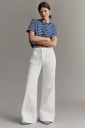 PILCRO Rylan Relaxed High-rise Flare Jeans - Chalk White