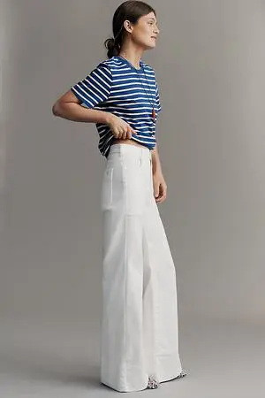 PILCRO Rylan Relaxed High-rise Flare Jeans - Chalk White