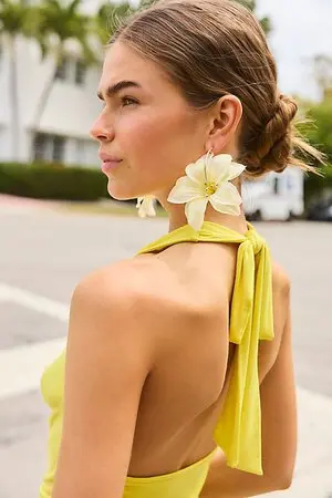 Free People Late Bloomer Hoop Earrings - Yellow/silver